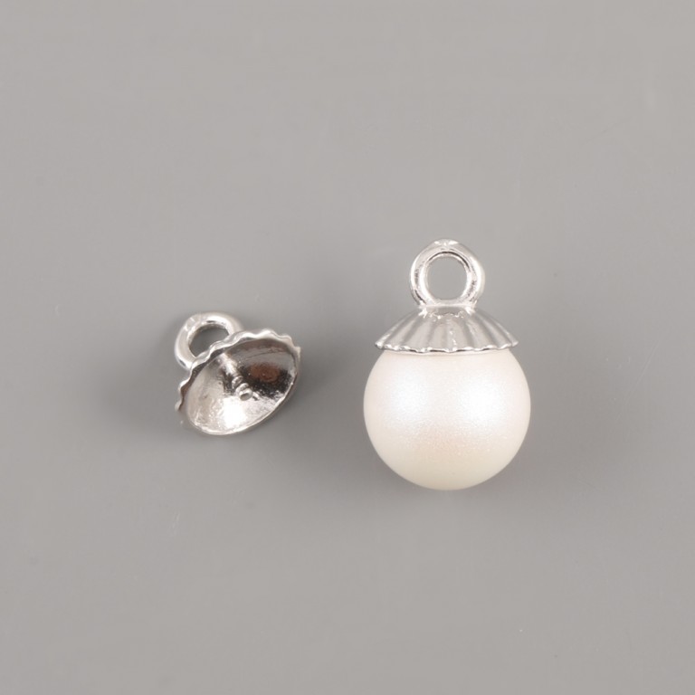 KAPLÍK VROUBKOVANÝ na perly Swarovski Elements 10mm - Ag925 rhodium ...